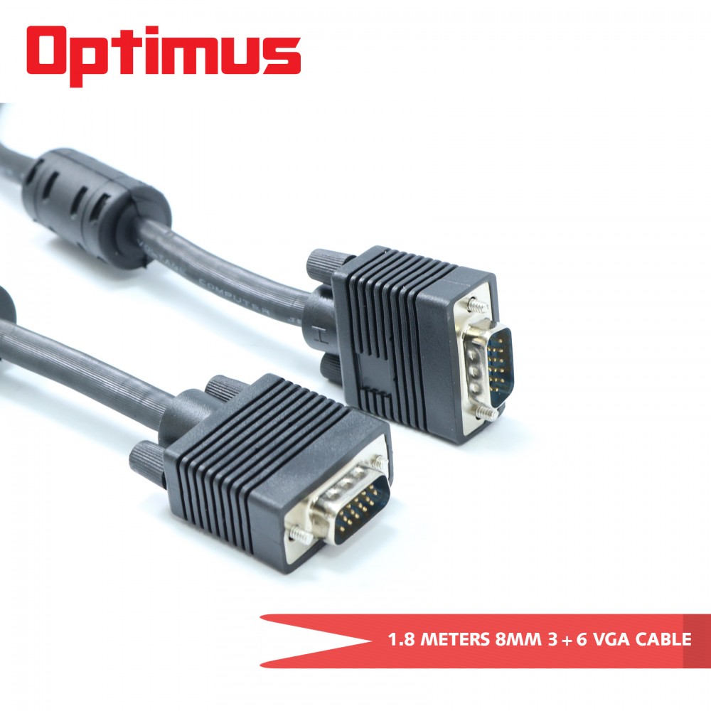 Optimus 1.8 Meters 8mm 3+6 VGA Cable - LatestGadget