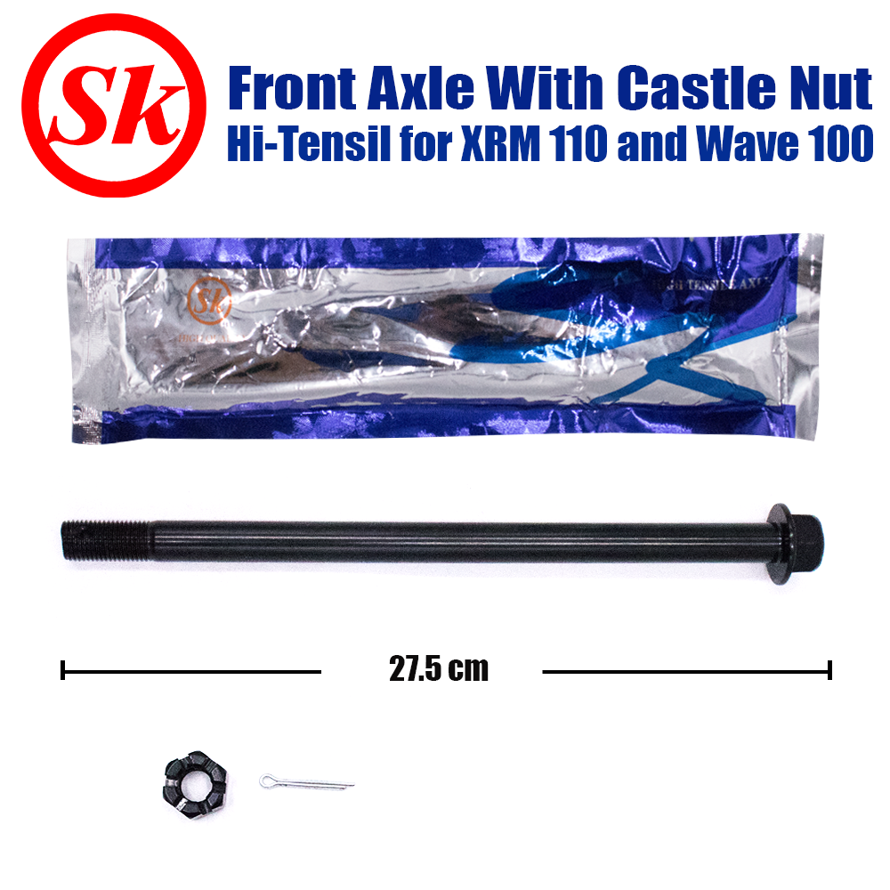 SK Front Axle High Tensile With Castle Nut For Honda XRM110 Wave100 ...