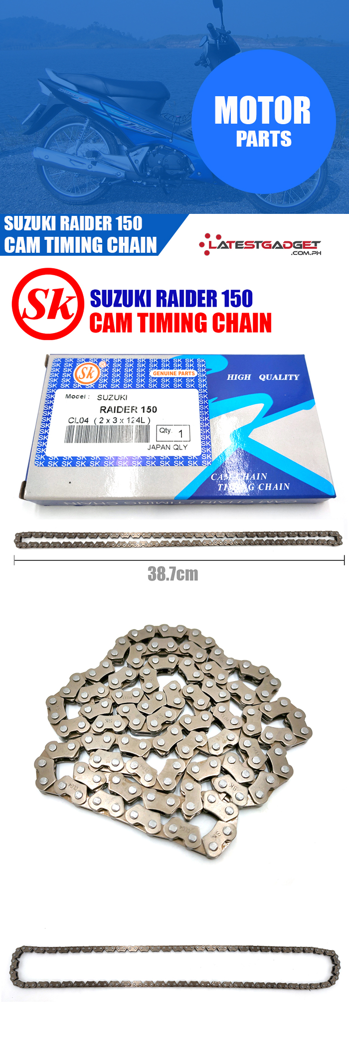 SK Cam Timing Chain CL04 2x3x124L For Suzuki Raider 150 – LatestGadget