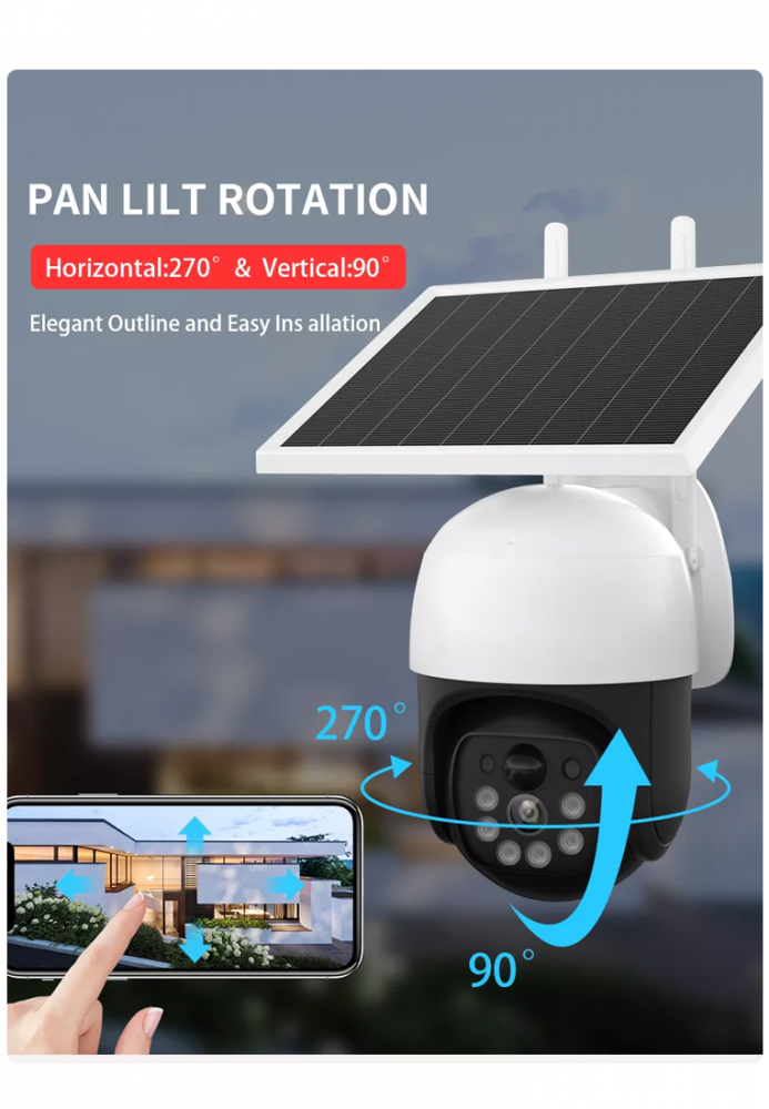 Solar Powered IP Camera CCTV WIFI Connection - White - LatestGadget