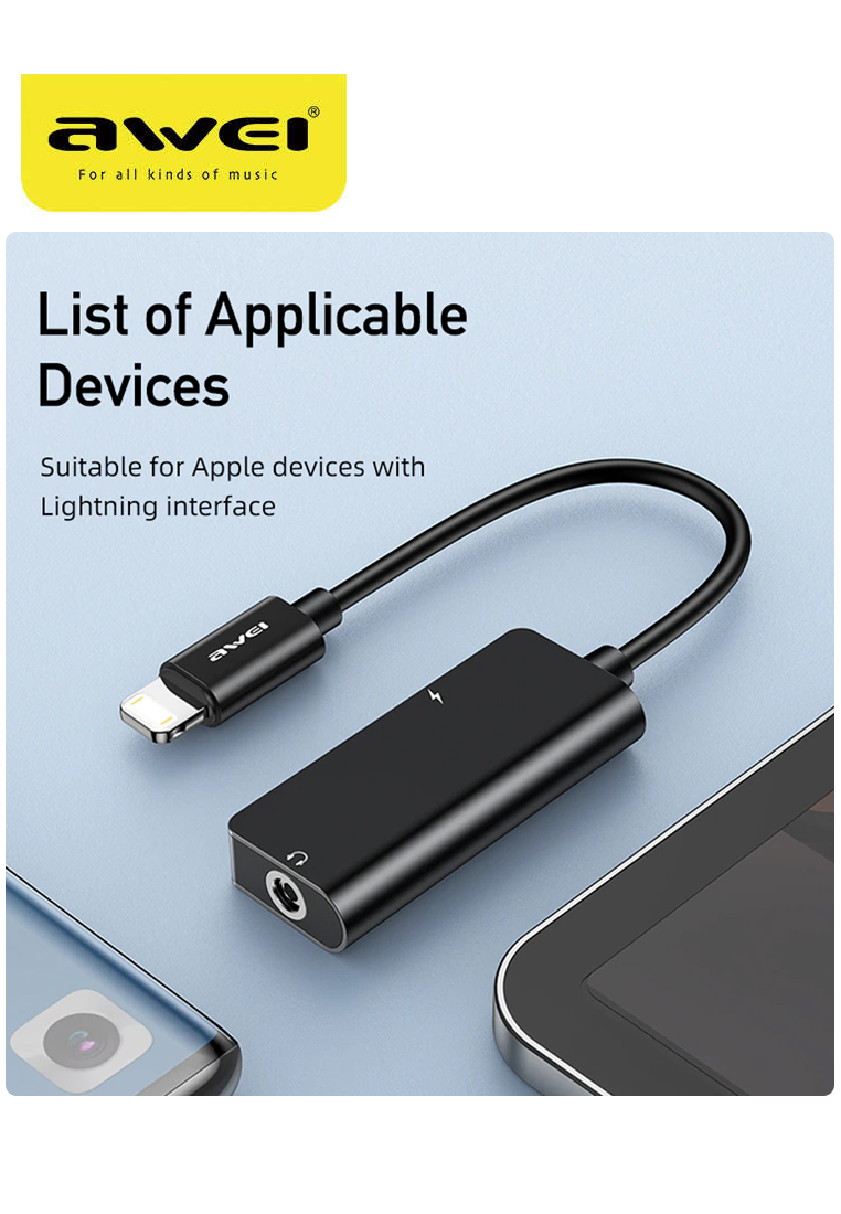 Awei CL121 2in1 Lightning To 3.5mm Audio Adapter – LatestGadget