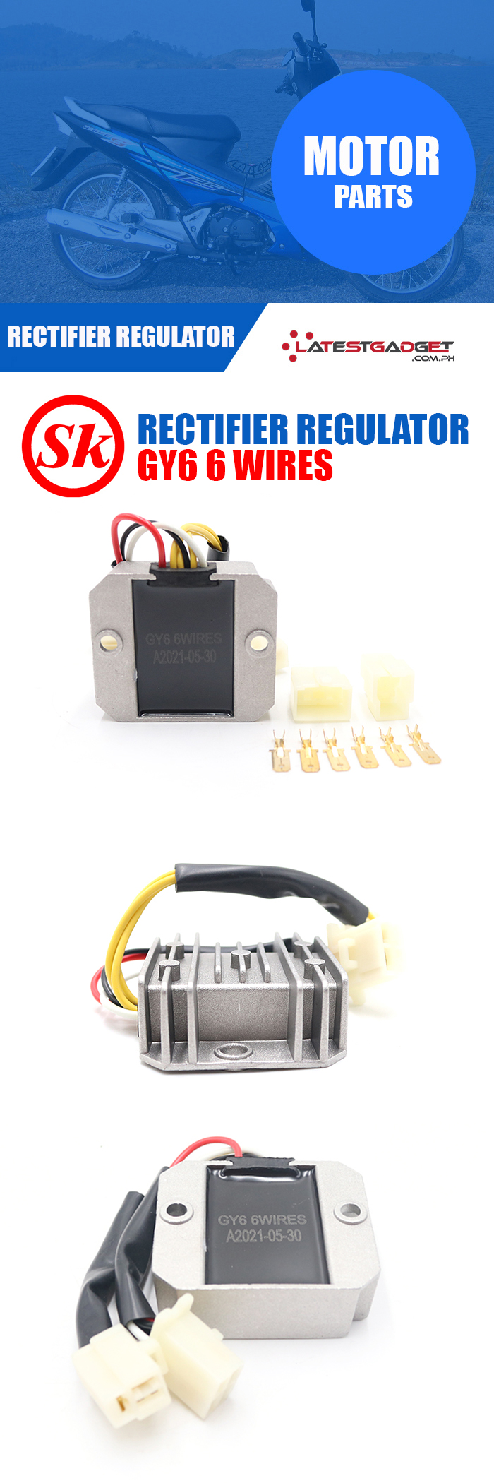 SK Rectifier Regulator 6 Wires For GY6 - LatestGadget