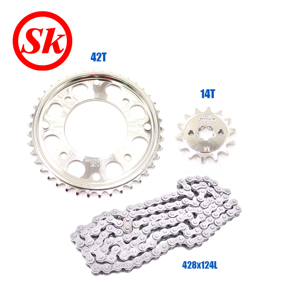SK Final Engine Sprocket Chain Set 42T/14T 428x124L For Honda CB110 ...