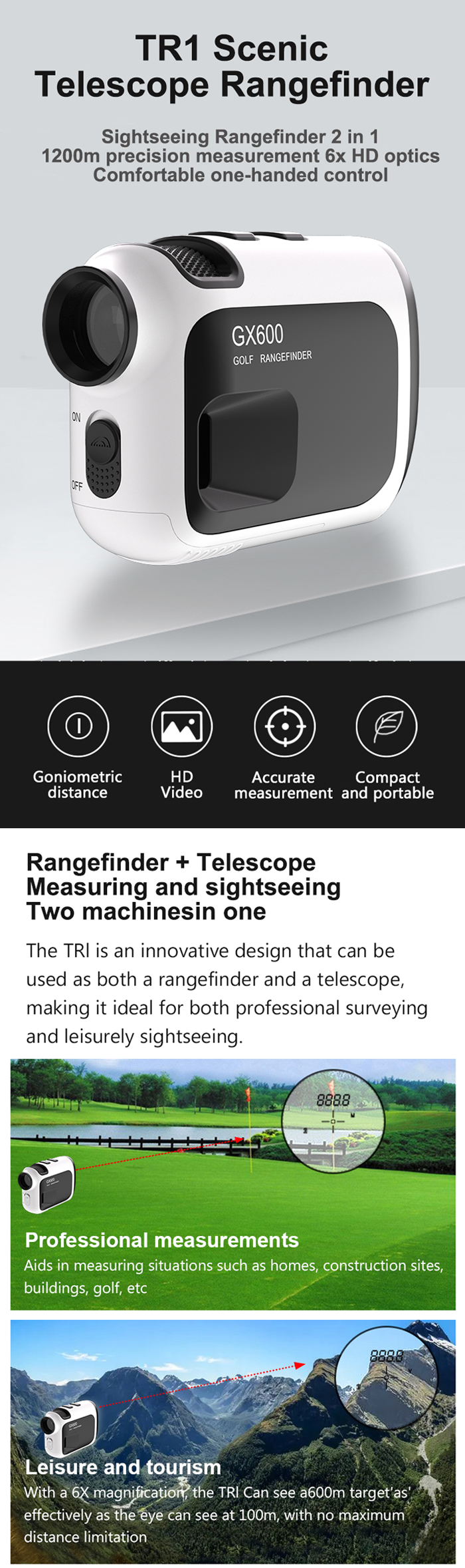 GX600 1200 Meters Golf Telescope Rangefinder - LatestGadget
