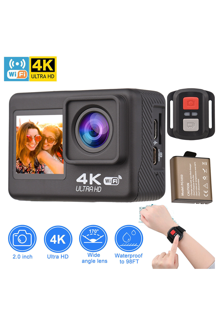 4K 60FPS 24MP Dual Screen Ultra HD WiFi Action Sport Camera Video ...