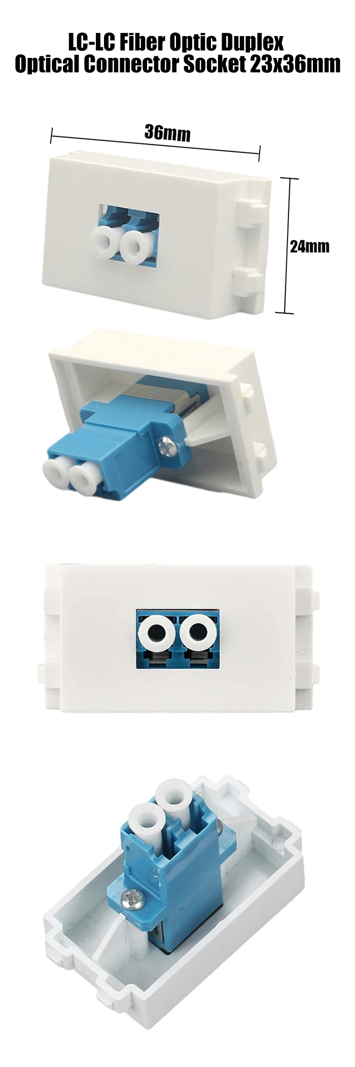 Optimus LC-LC Fiber Optic Duplex Optical Connector Socket 23x36mm ...